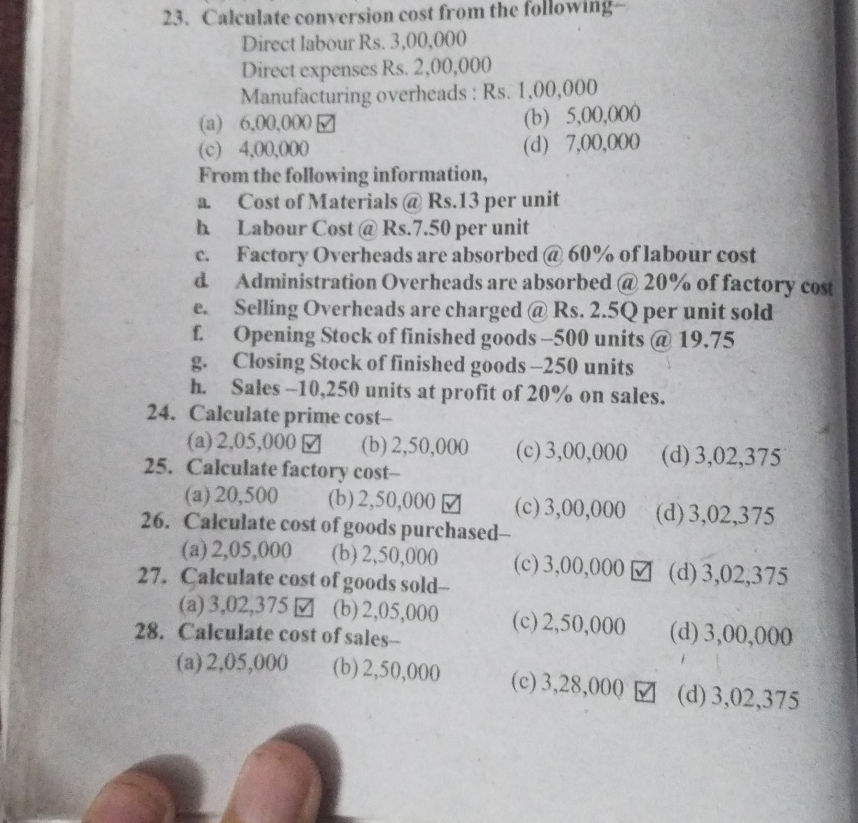 23. Calculate conversion cost from the | StudyX