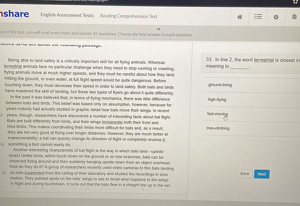 33. In line 2, the word *terrestrial* is | StudyX