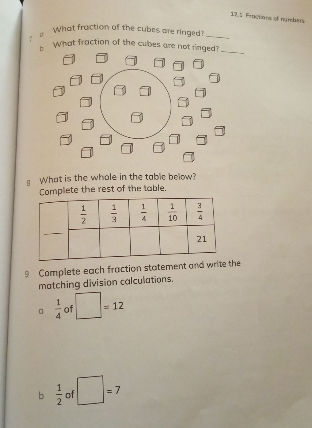 a What fraction of the cubes are ringed? b | StudyX