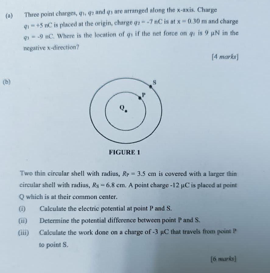 (a) Three point charges, $q_1$, $q_2$ and | StudyX