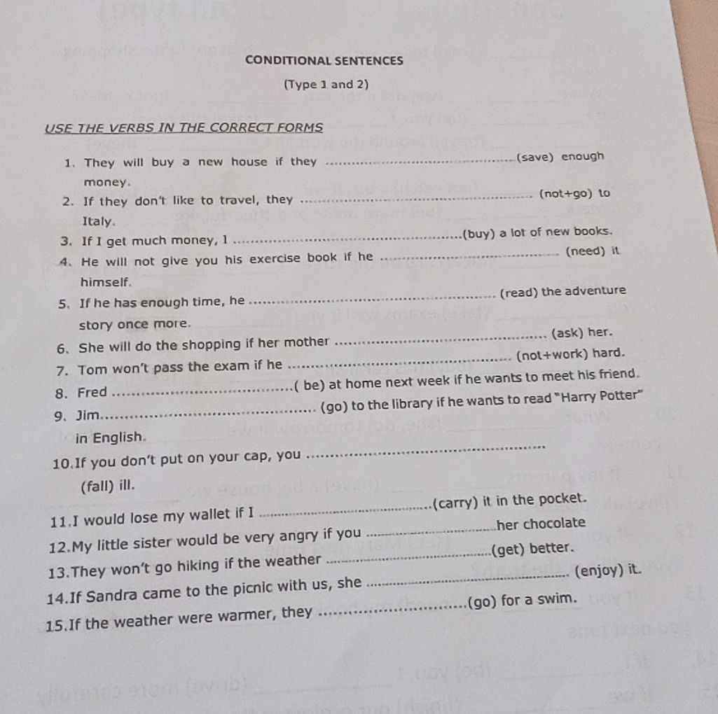 CONDITIONAL SENTENCES (Type 1 and 2) USE | StudyX