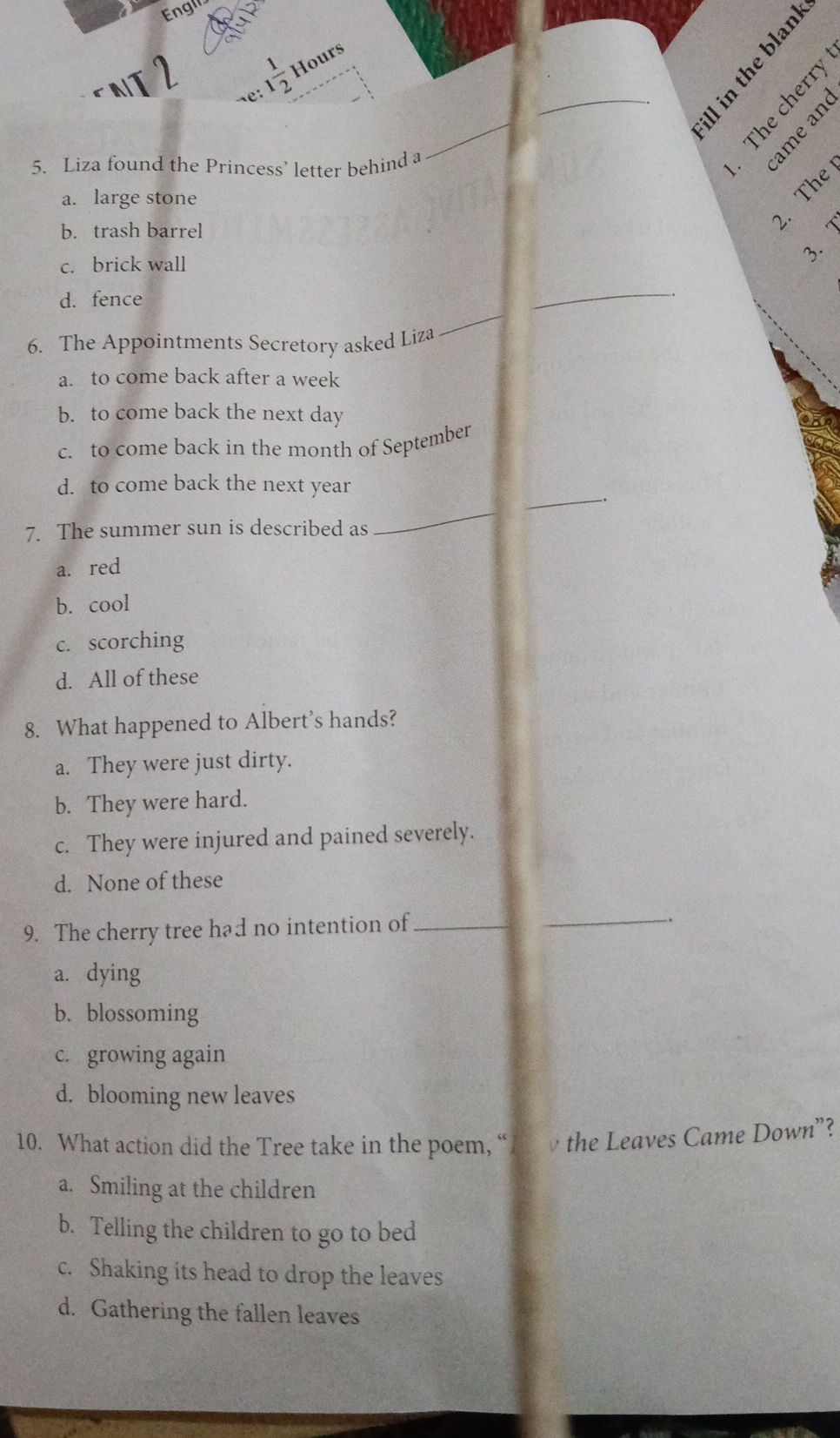 5. Liza found the Princess' letter behind a | StudyX