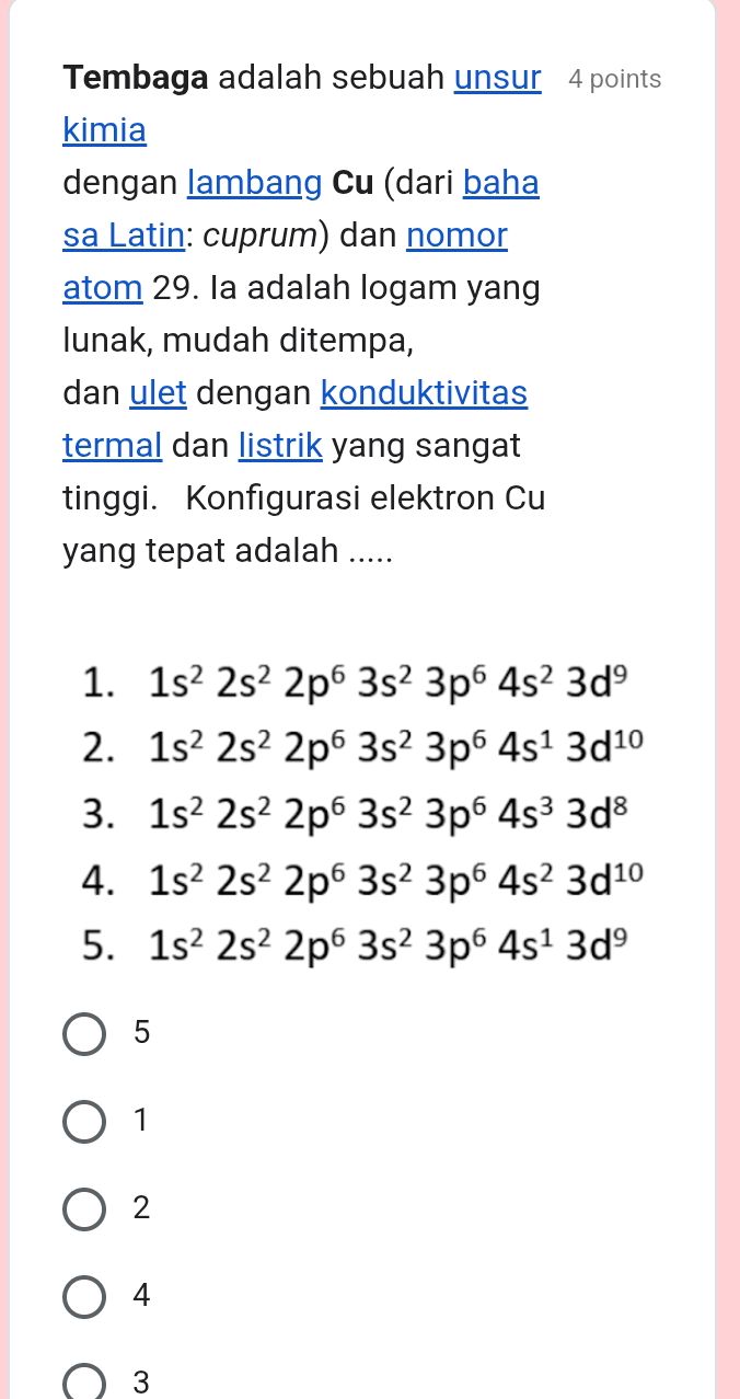 Tembaga adalah sebuah unsur kimia dengan | StudyX