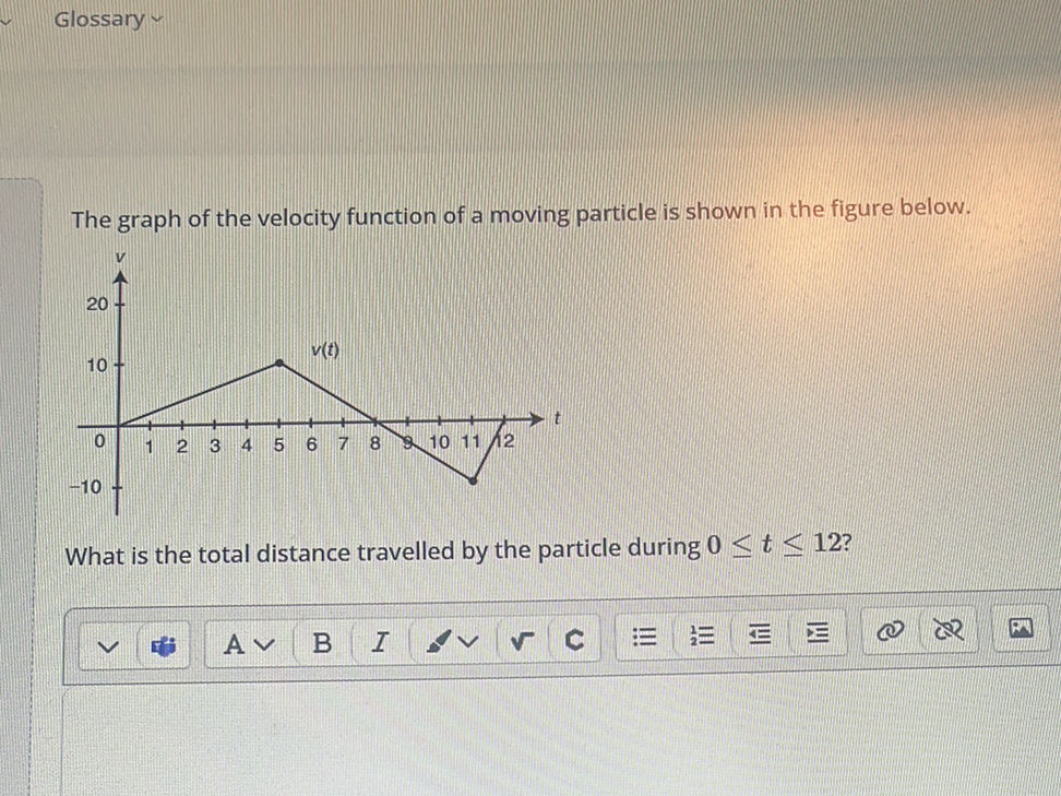 The graph of the velocity function of a | StudyX