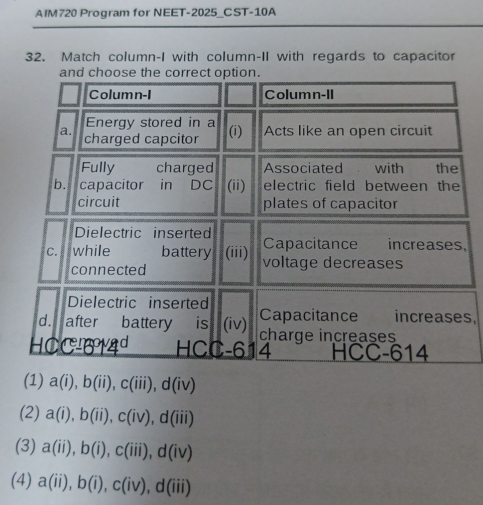 32. Match column-I with column-II with | StudyX