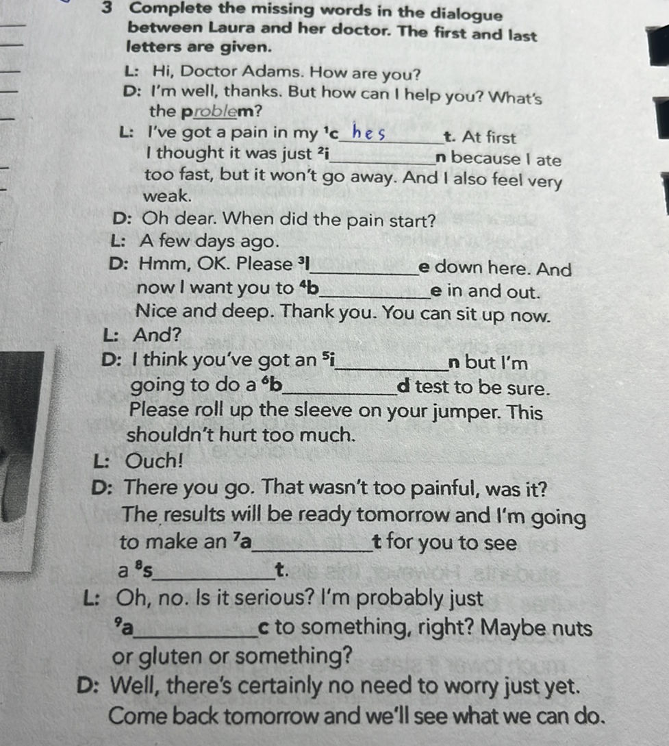 3 Complete the missing words in the dialogue | StudyX