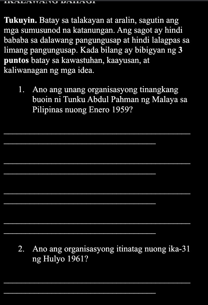 Tukuyin. Batay sa talakayan at aralin, | StudyX