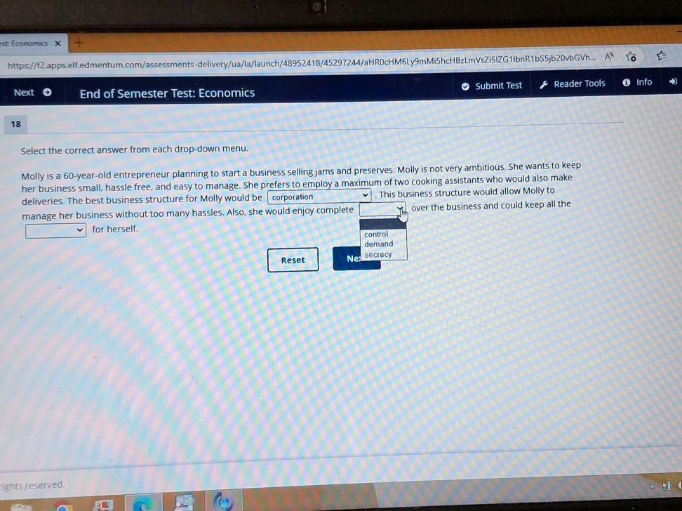 Select the correct answer from each