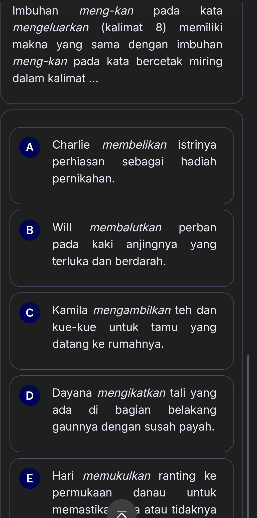 Imbuhan *meng-kan* pada kata mengeluarkan | StudyX
