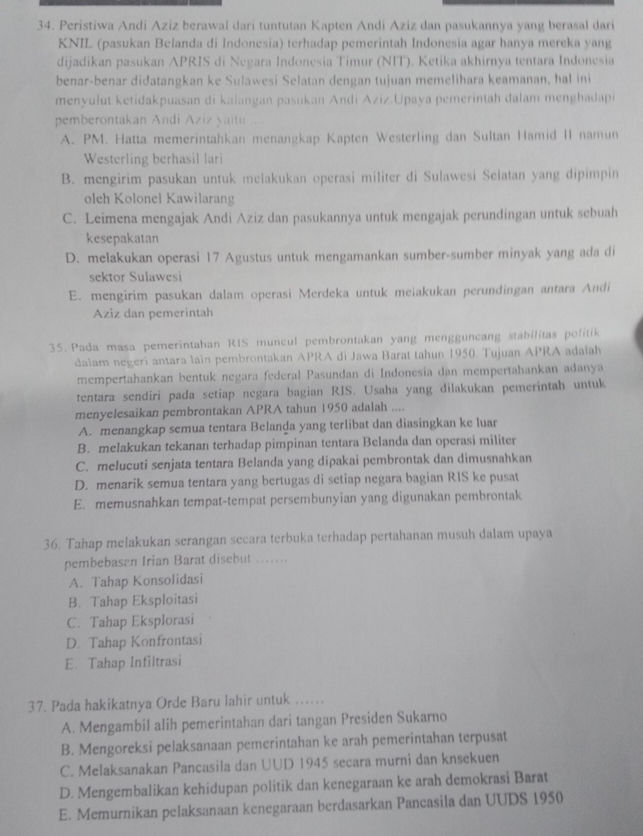 34. Peristiwa Andi Aziz berawal dari | StudyX