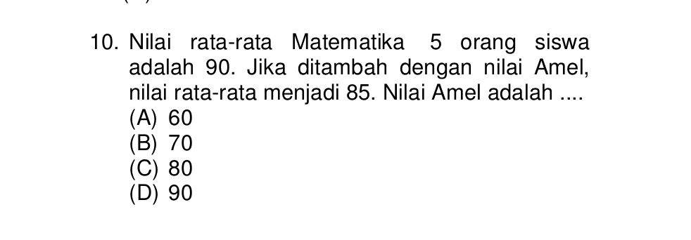 10. Nilai rata-rata Matematika 5 orang siswa | StudyX