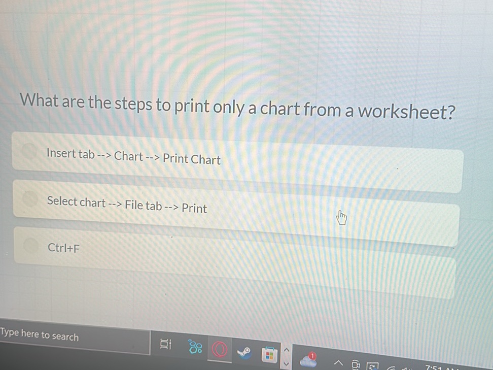 What are the steps to print only a chart | StudyX