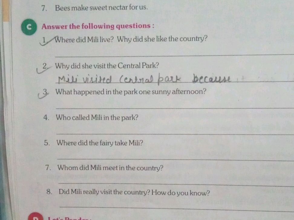 1. Where did Mili live? Why did she like the | StudyX