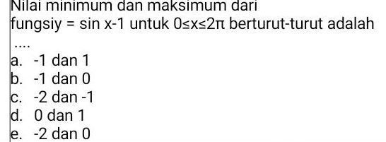 Nilai minimum dan maksimum dari fungsi y = | StudyX