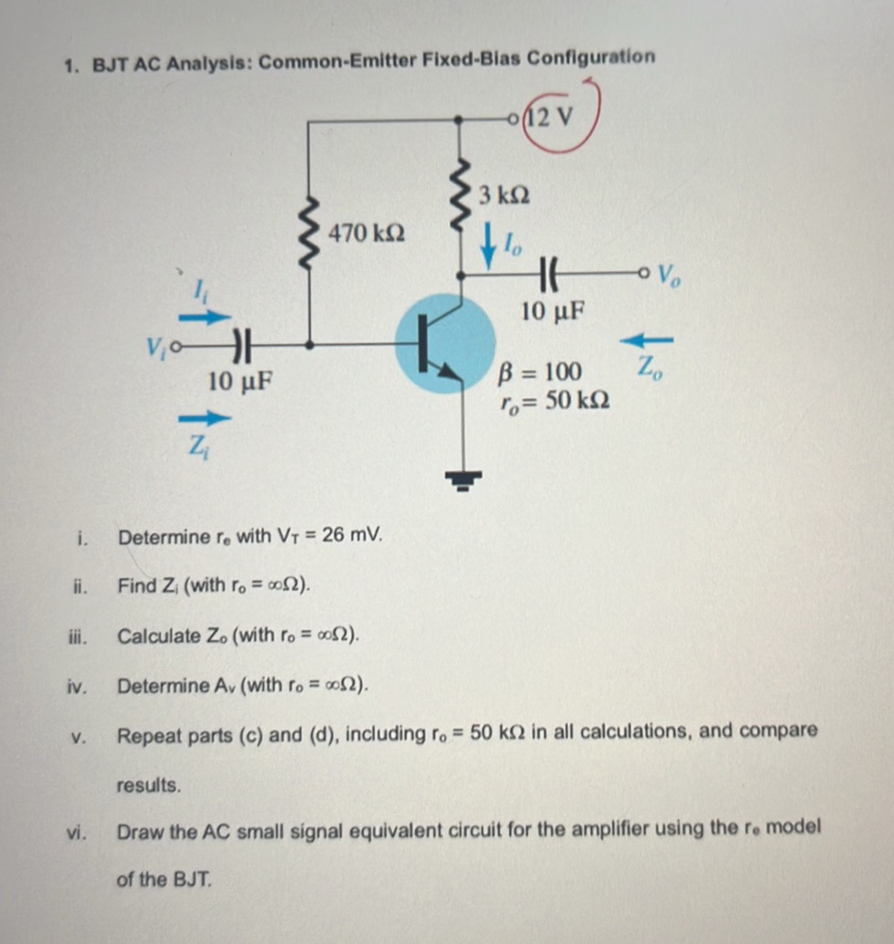 1. BJT AC Analysis: Common-Emitter | StudyX