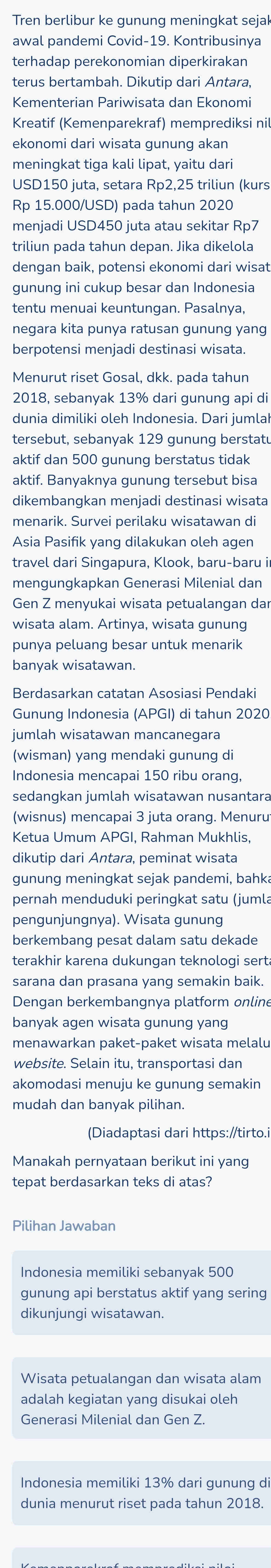 Manakah pernyataan berikut ini yang tepat | StudyX