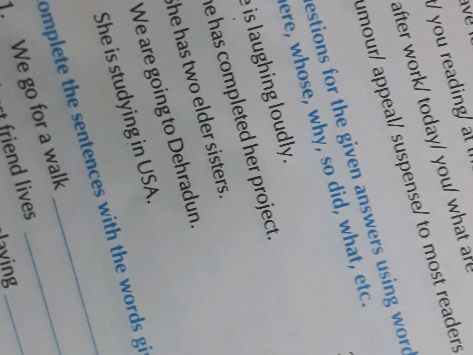 Questions for the given answers using word | StudyX