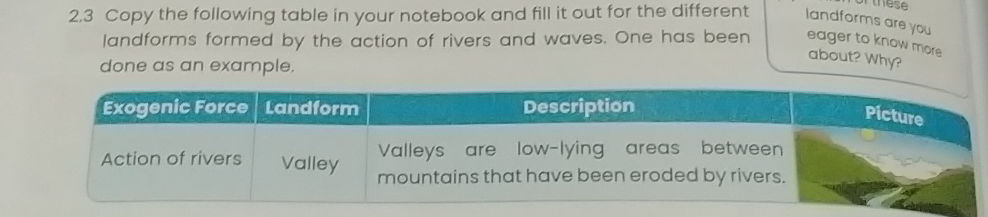 2.3 Copy the following table in your | StudyX
