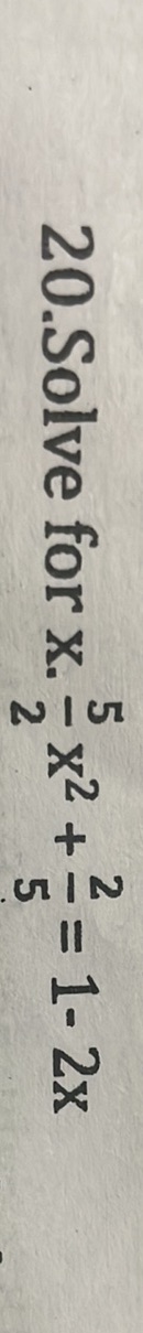 Solve quadratic equation: 5x^2 + 2 = 1 - 2x | StudyX