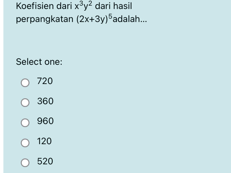Koefisien dari $x^3y^2$ dari hasil | StudyX