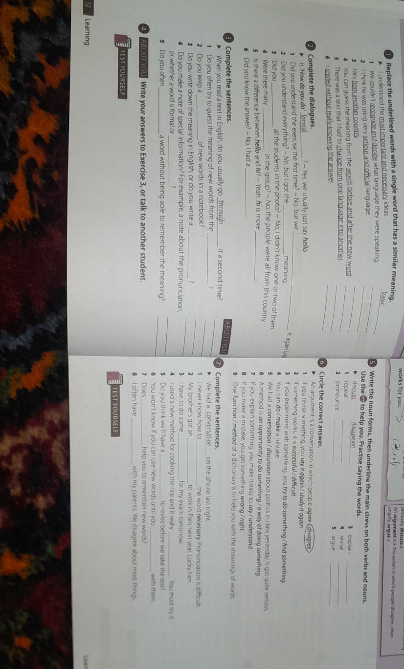 1. Replace the underlined words with a | StudyX