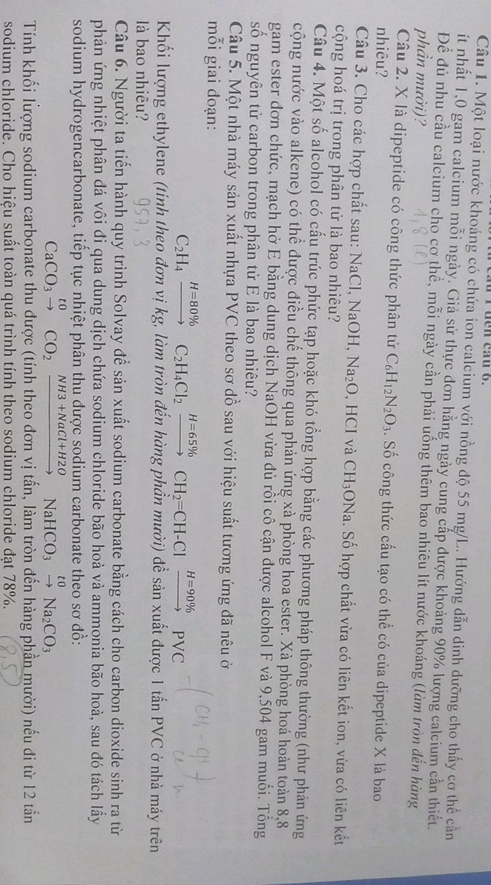 Câu 1. Một loại nước khoáng có chứa ion | StudyX