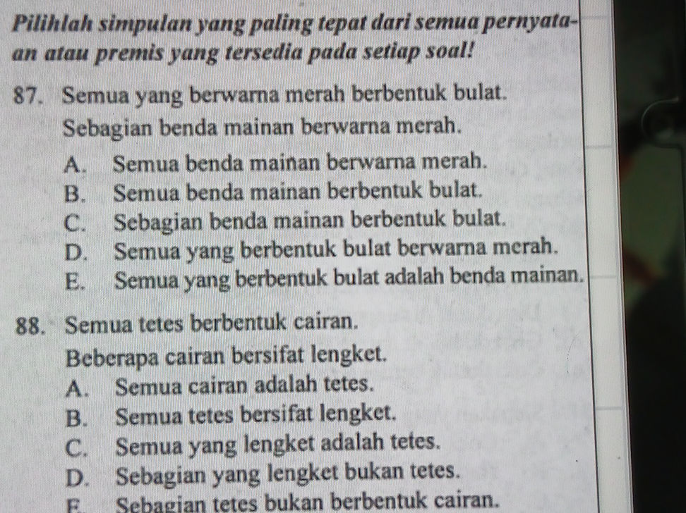 Pilihlah simpulan yang paling tepat dari | StudyX