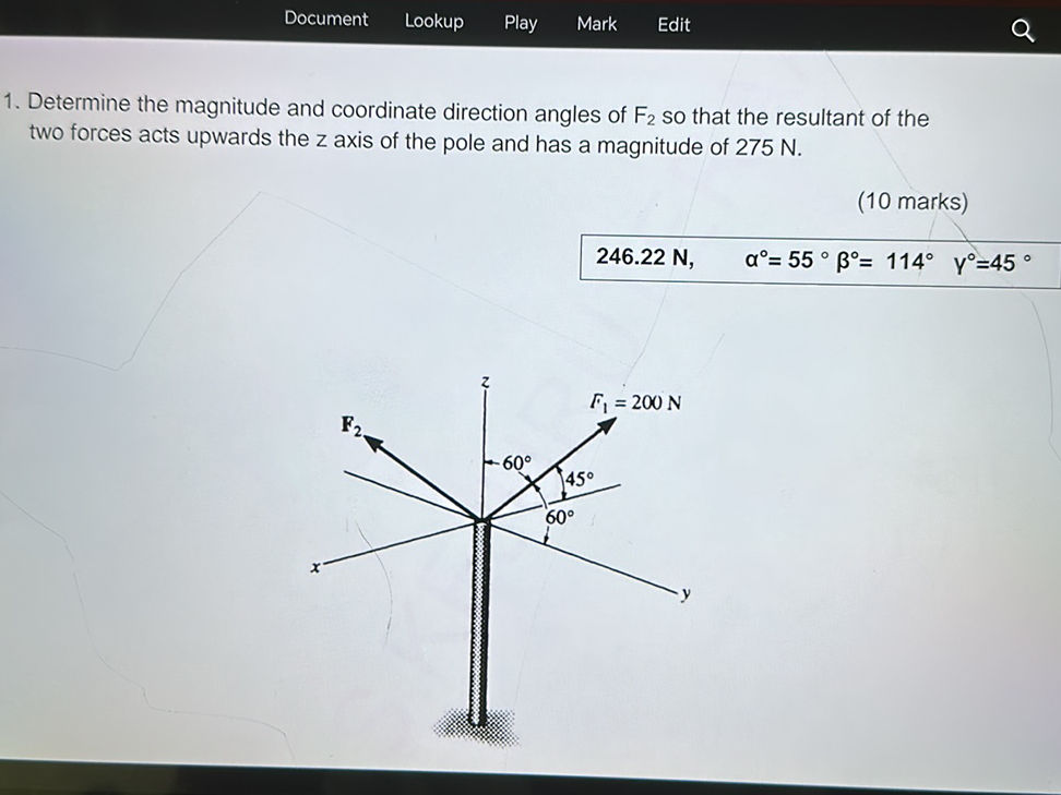 1. Determine the magnitude and coordinate | StudyX