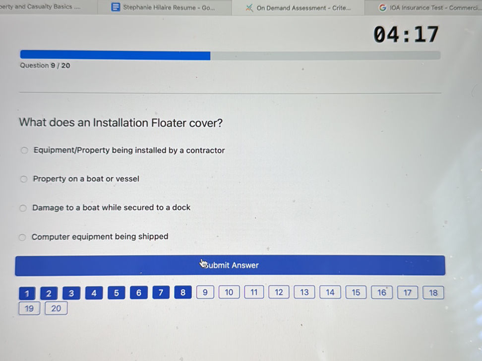 What does an Installation Floater cover? | StudyX