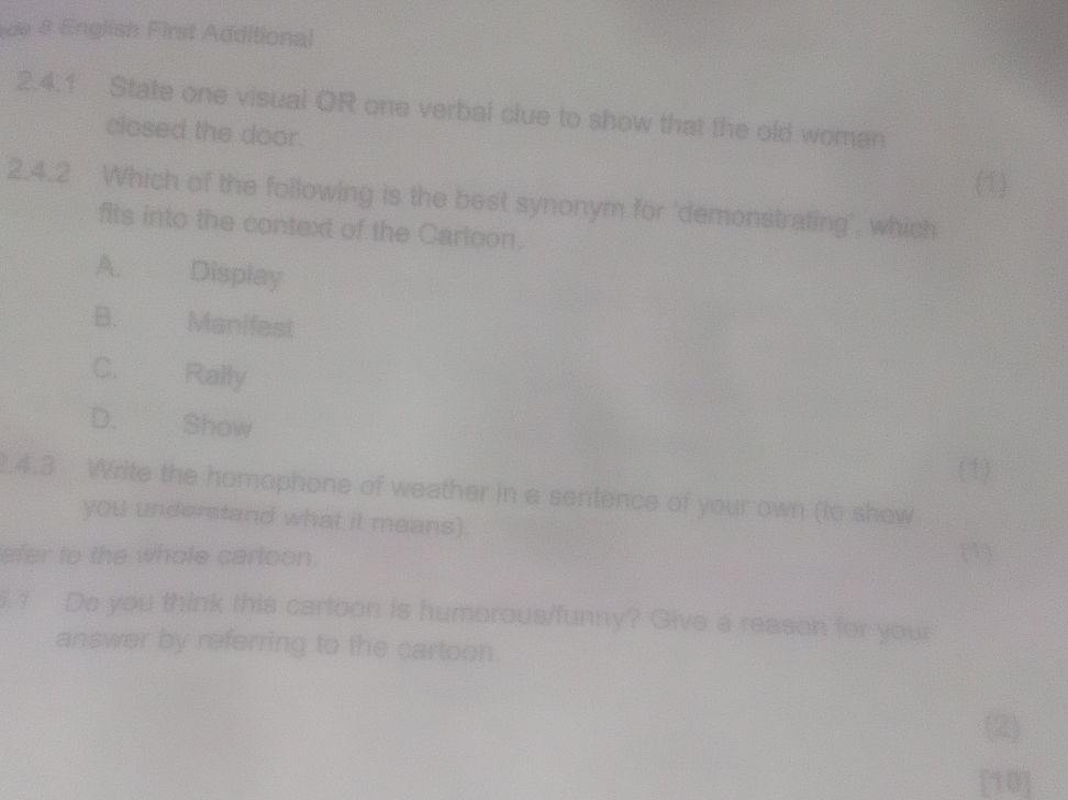 2.4.1 State one visual OR one verbal clue to | StudyX