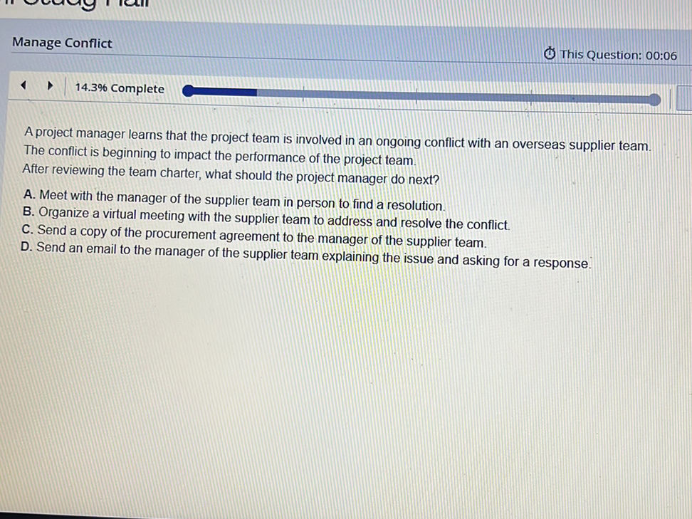 A project manager learns that the project | StudyX
