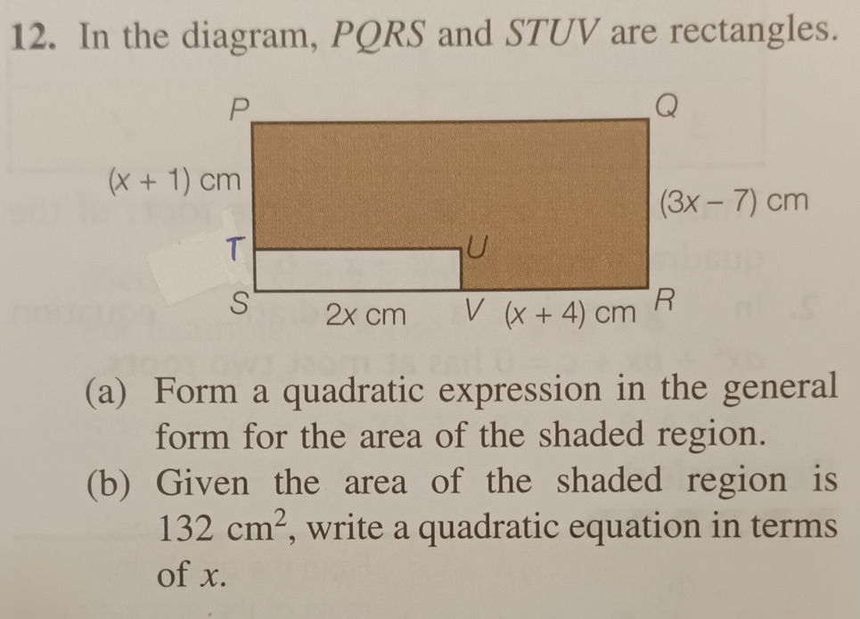 12. In the diagram, $PQRS$ and $STUV$ are | StudyX