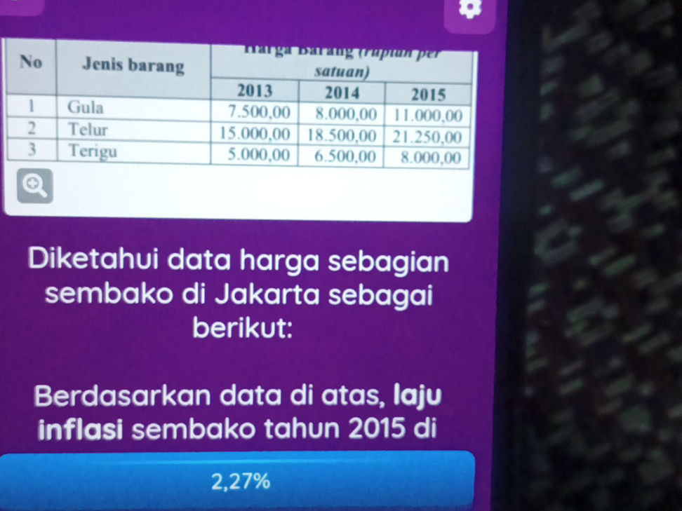 Berikut adalah data harga sebagian sembako | StudyX