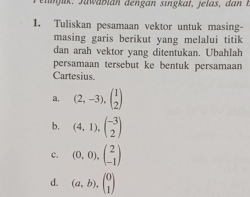 1. Tuliskan pesamaan vektor untuk | StudyX