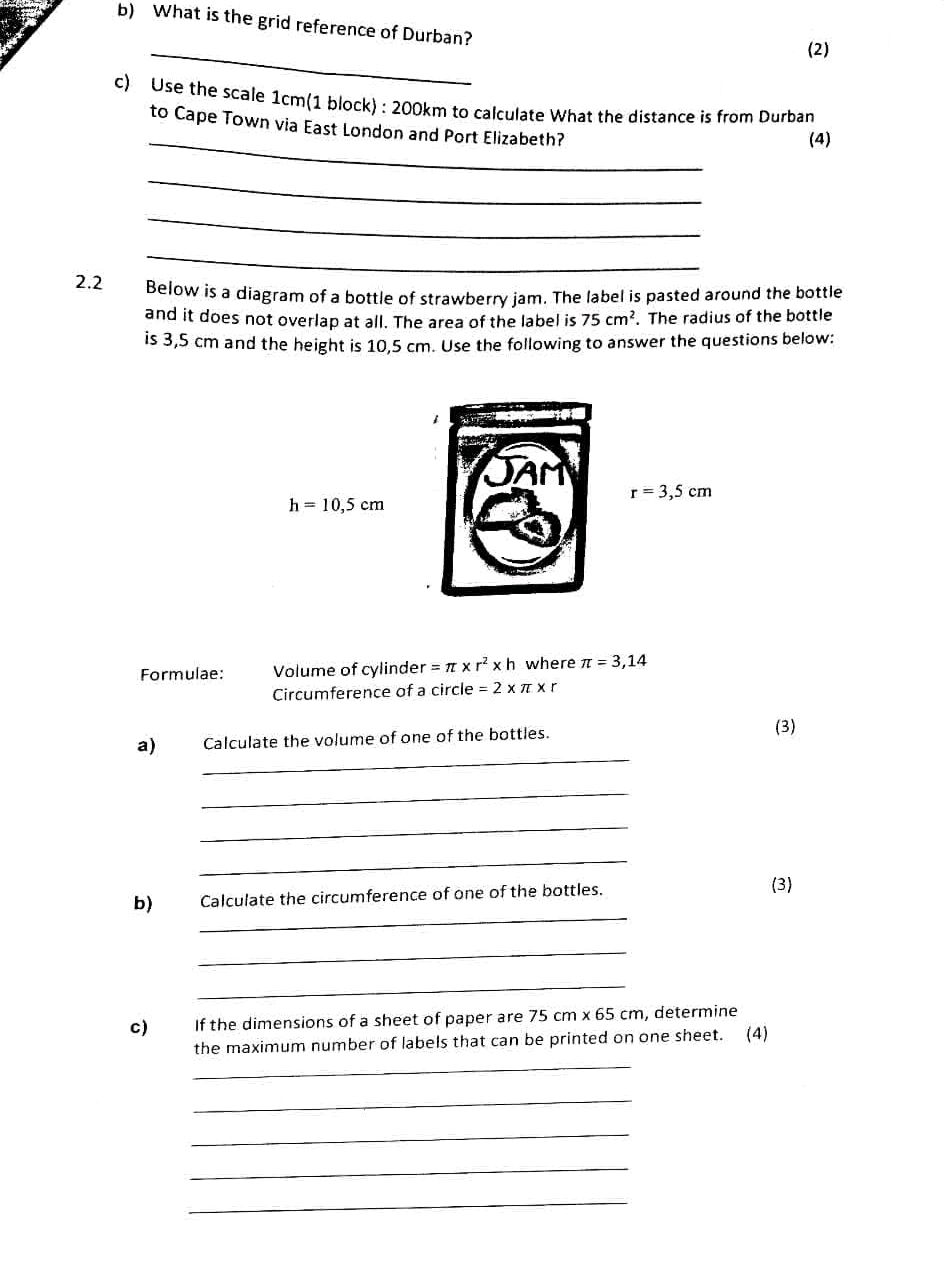 b) What is the grid reference of Durban? $$ | StudyX