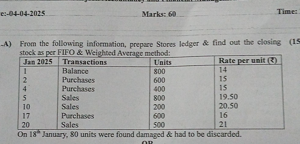 A) From the following information, prepare | StudyX
