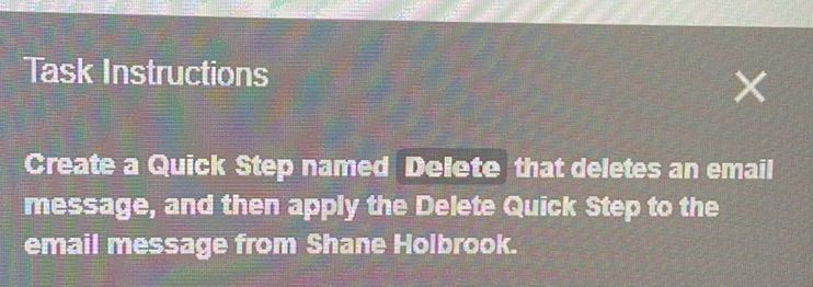 Create a Quick Step named Delete that | StudyX