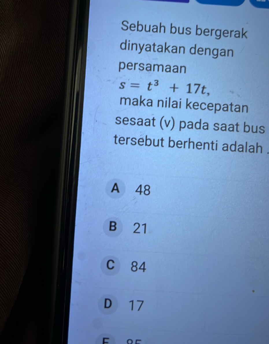 Sebuah bus bergerak dinyatakan dengan | StudyX
