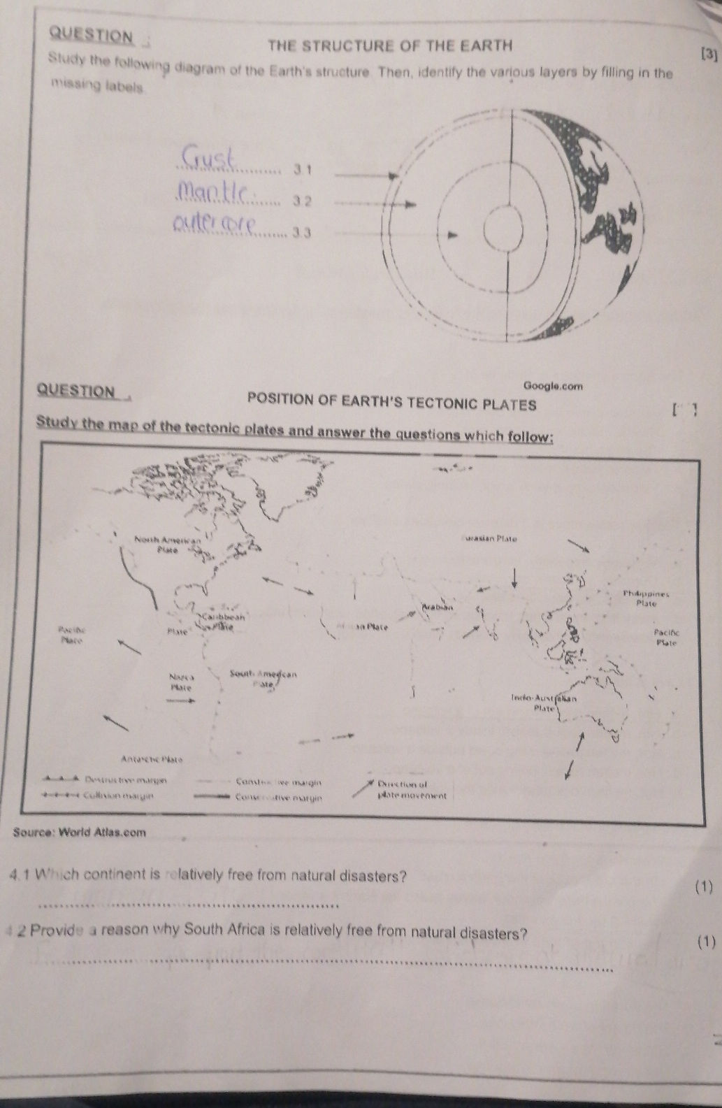 Study the following diagram of the Earth's | StudyX