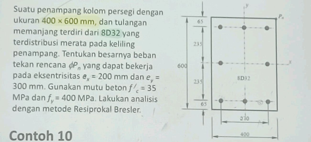 Suatu penampang kolom persegi dengan ukuran | StudyX