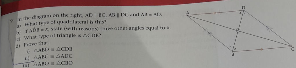 9. In the diagram on the right, AD || BC, AB | StudyX