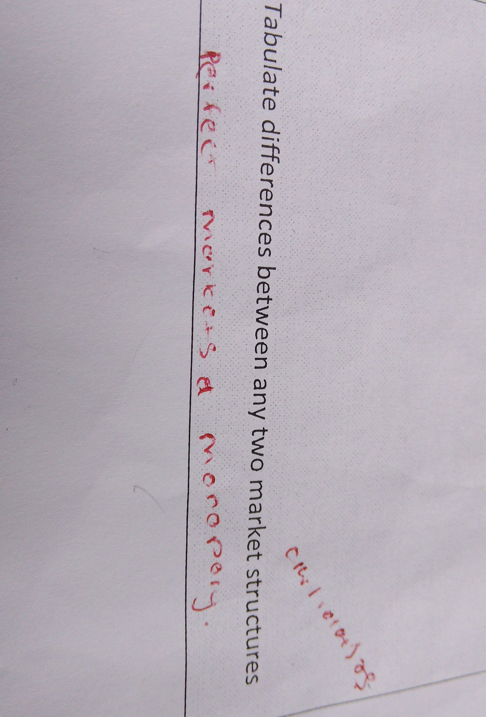 Tabulate differences between any two market | StudyX