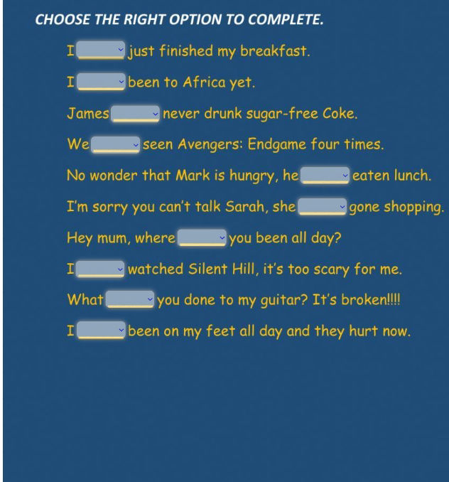 CHOOSE THE RIGHT OPTION TO COMPLETE. I | StudyX