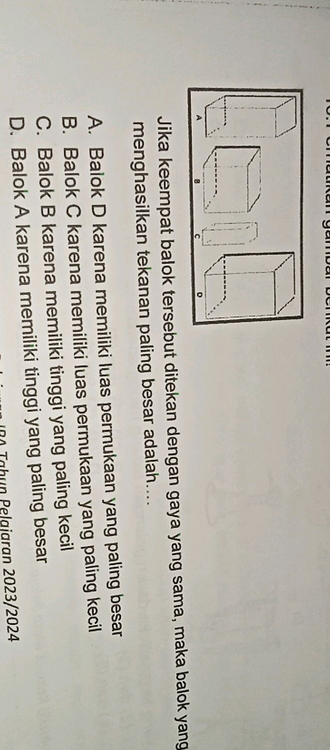 Jika keempat balok tersebut ditekan dengan | StudyX