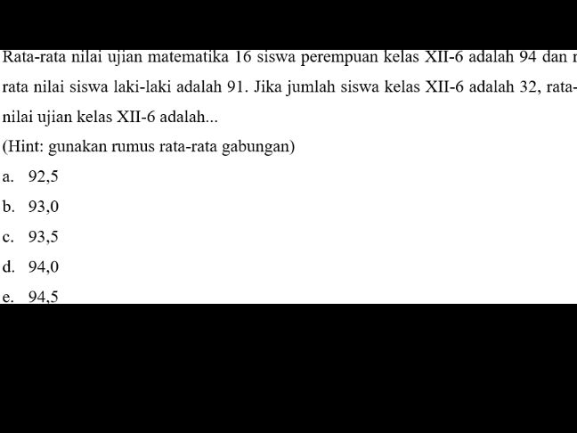 Rata-rata nilai ujian matematika 16 siswa | StudyX