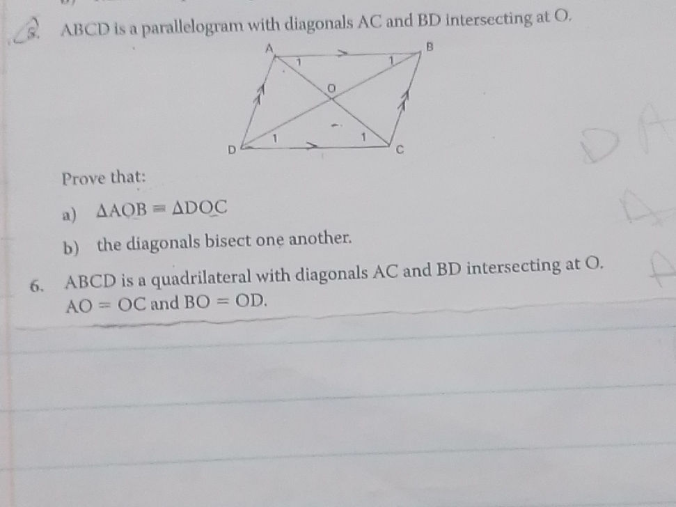 ABCD is a parallelogram with diagonals AC | StudyX