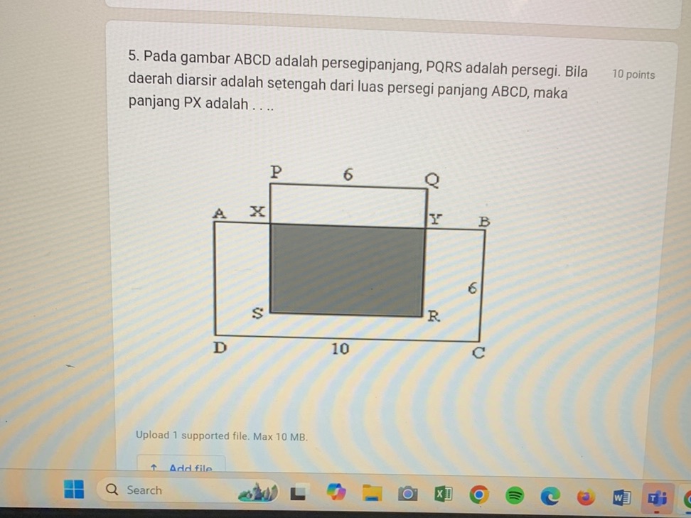 5. Pada gambar ABCD adalah persegipanjang, | StudyX