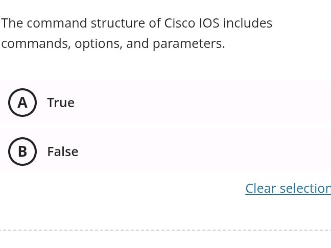 The command structure of Cisco IOS includes | StudyX