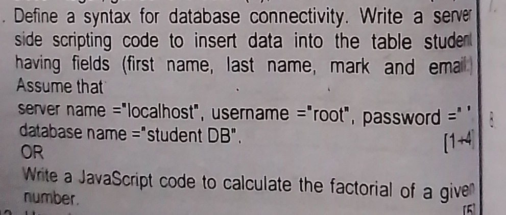 Define a syntax for database connectivity.