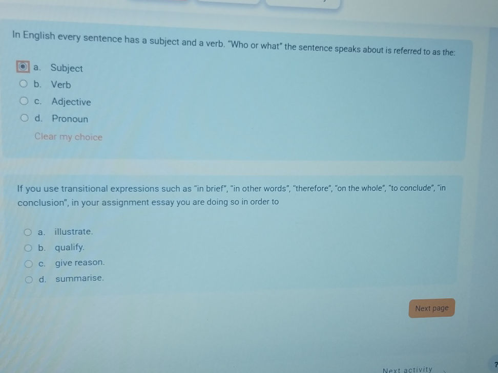 In English every sentence has a subject and | StudyX